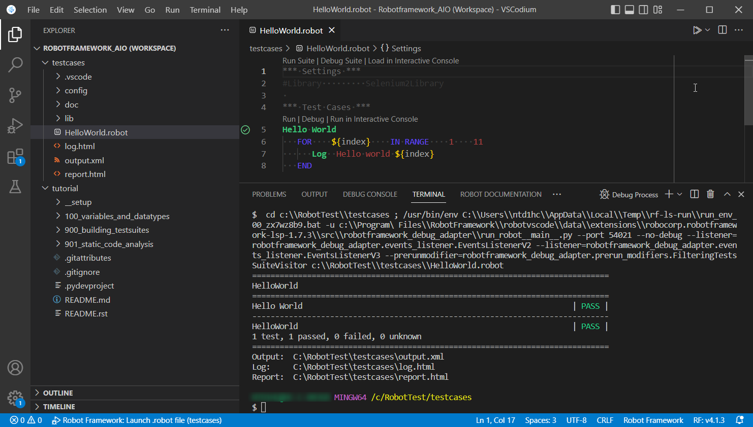 Robotframework Aio